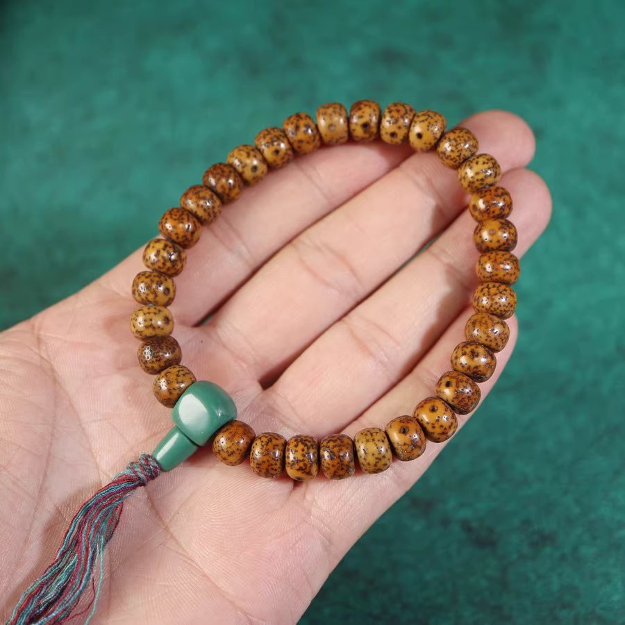 Moon and Stars Mala: Antique Tibetan Lotus Seed Mala - Mantrapiece,com