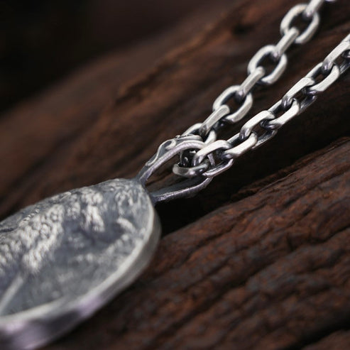 Mammoth Pendant: Made From Solid Oxidized 999 Silver - Mantrapiece.com