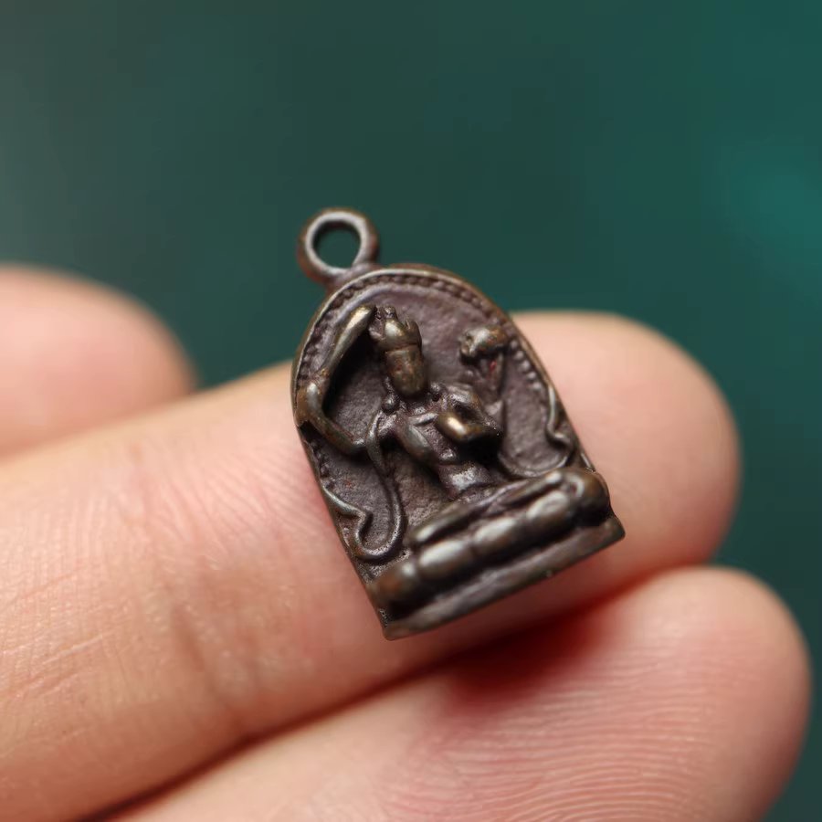 Tibetan Good Luck Charm: Small Copper Tibetan Luck Charm - Mantrapiece