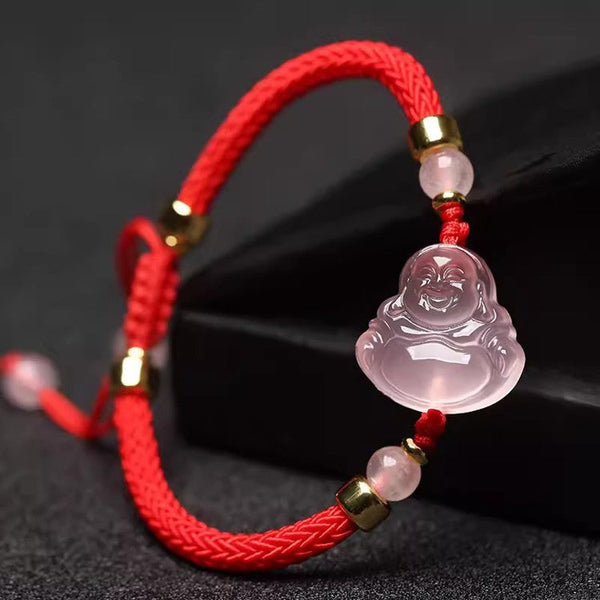 Buddha String Bracelet: Pink Crystal Buddha Ornament - Mantrapiece.com
