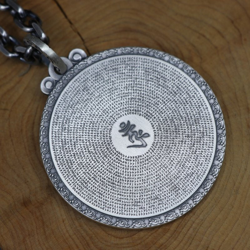 Surangama Sutra: Medallion Made From Oxidized 999 Silver - Mantrapiece
