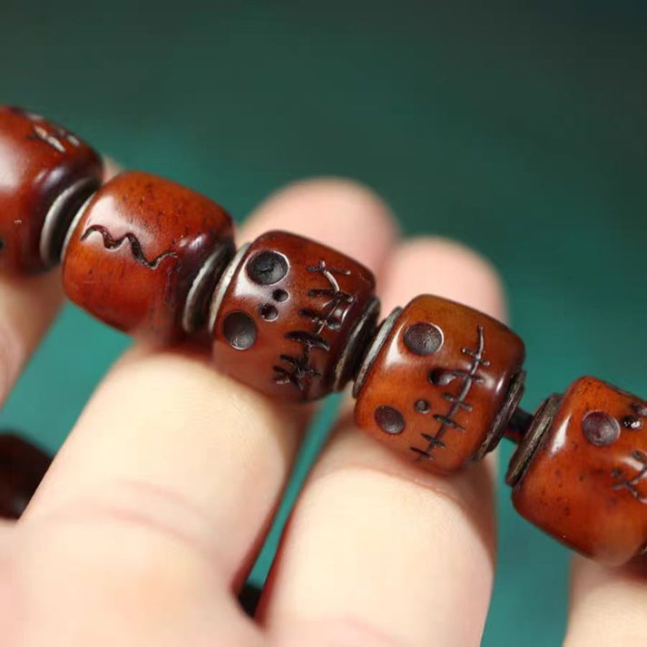 Skull Bone Mala Tibet: Hand-Carved Tibetan Yak Bone Mala - Mantrapiece