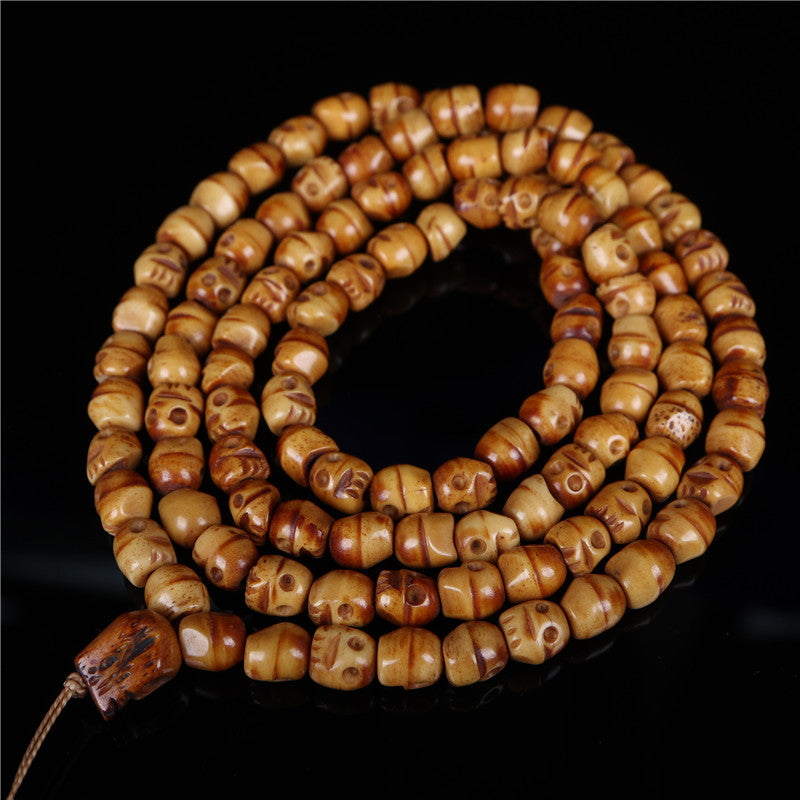 Skull Mala Beads: Tibetan Yak Bone Impermanence Mala - Mantrapiece.com