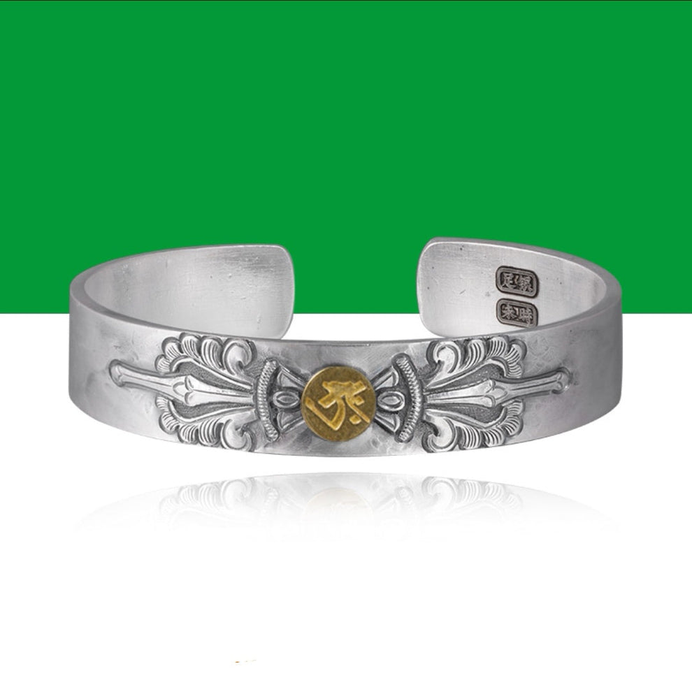 Vajra Bracelet: Made of Thick 999 Silver and Brass - Mantrapiece.com