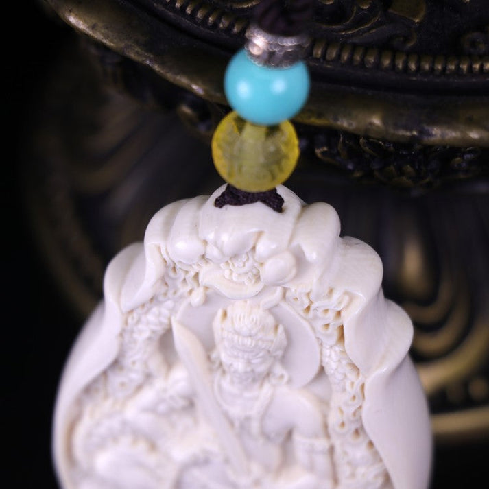 Acala Buddha: Ivory Pendant of Incredible Craftsmanship - Mantrapiece