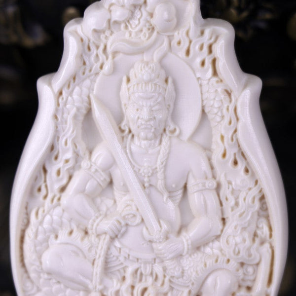Acala Buddha: Ivory Pendant of Incredible Craftsmanship - Mantrapiece