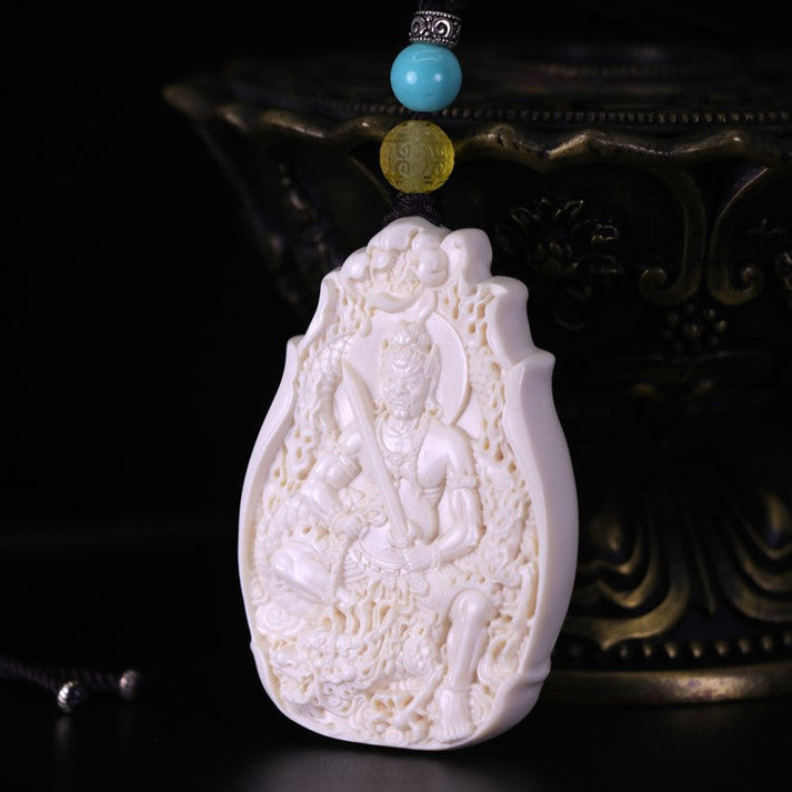 Acala Buddha: Ivory Pendant of Incredible Craftsmanship - Mantrapiece