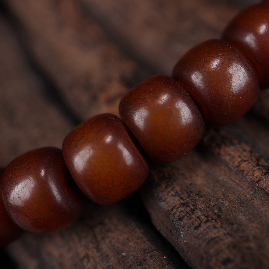 Mens Mala: Antique Tibetan Bodhi Root Wrist Mala - Mantrapiece.com