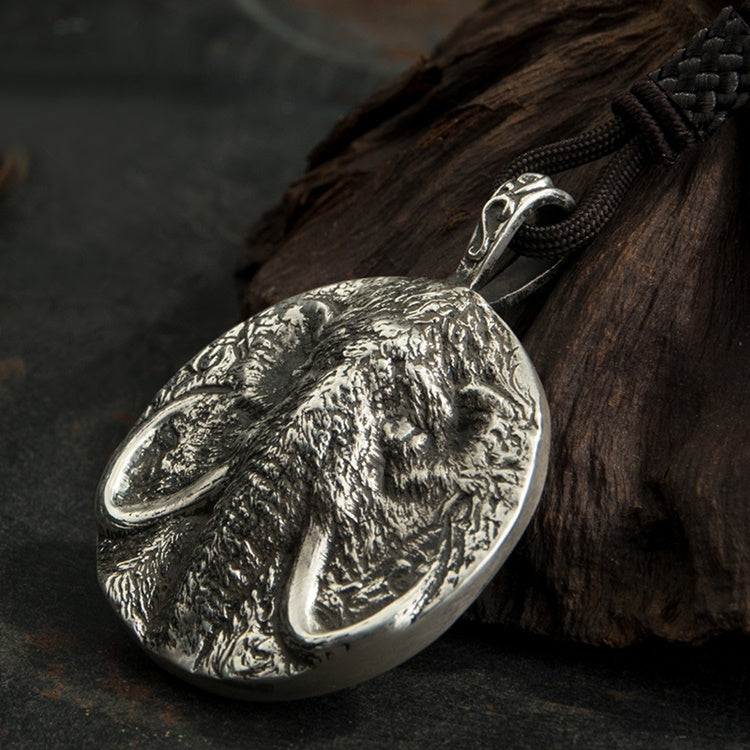 Mammoth Pendant: Made From Solid Oxidized 999 Silver - Mantrapiece.com