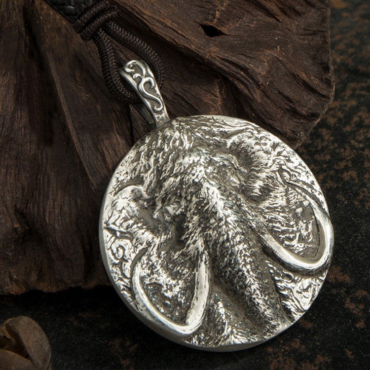 Mammoth Pendant: Made From Solid Oxidized 999 Silver - Mantrapiece.com