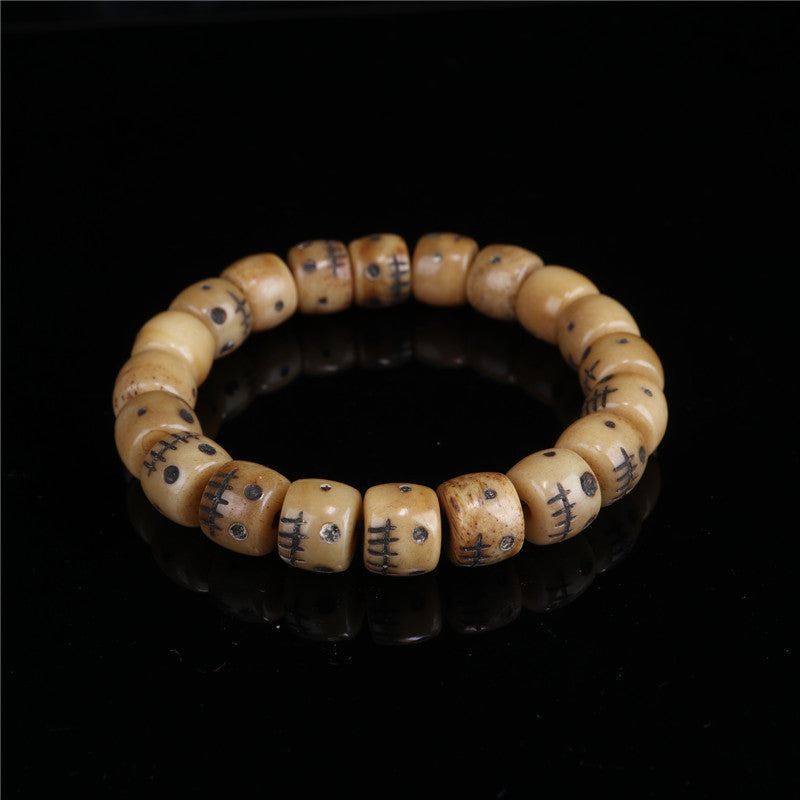 Skull Bone Mala Tibet: Hand-Carved Tibetan Yak Bone Mala - Mantrapiece